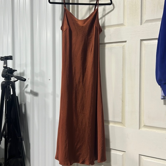 Grade & Gather | Dresses | Rust Satin Slip Dress | Poshmark